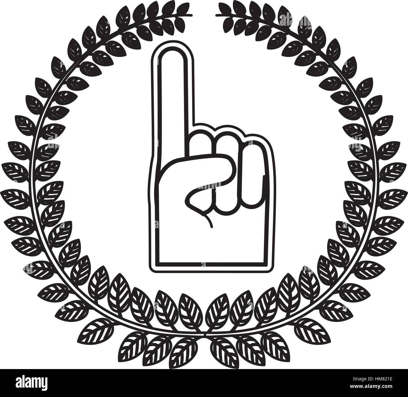 monochrome silhouette with olive crown with foam finger fan number one ...