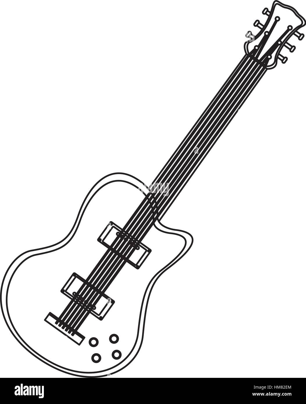 monochrome contour with electric guitar vector illustration Stock ...