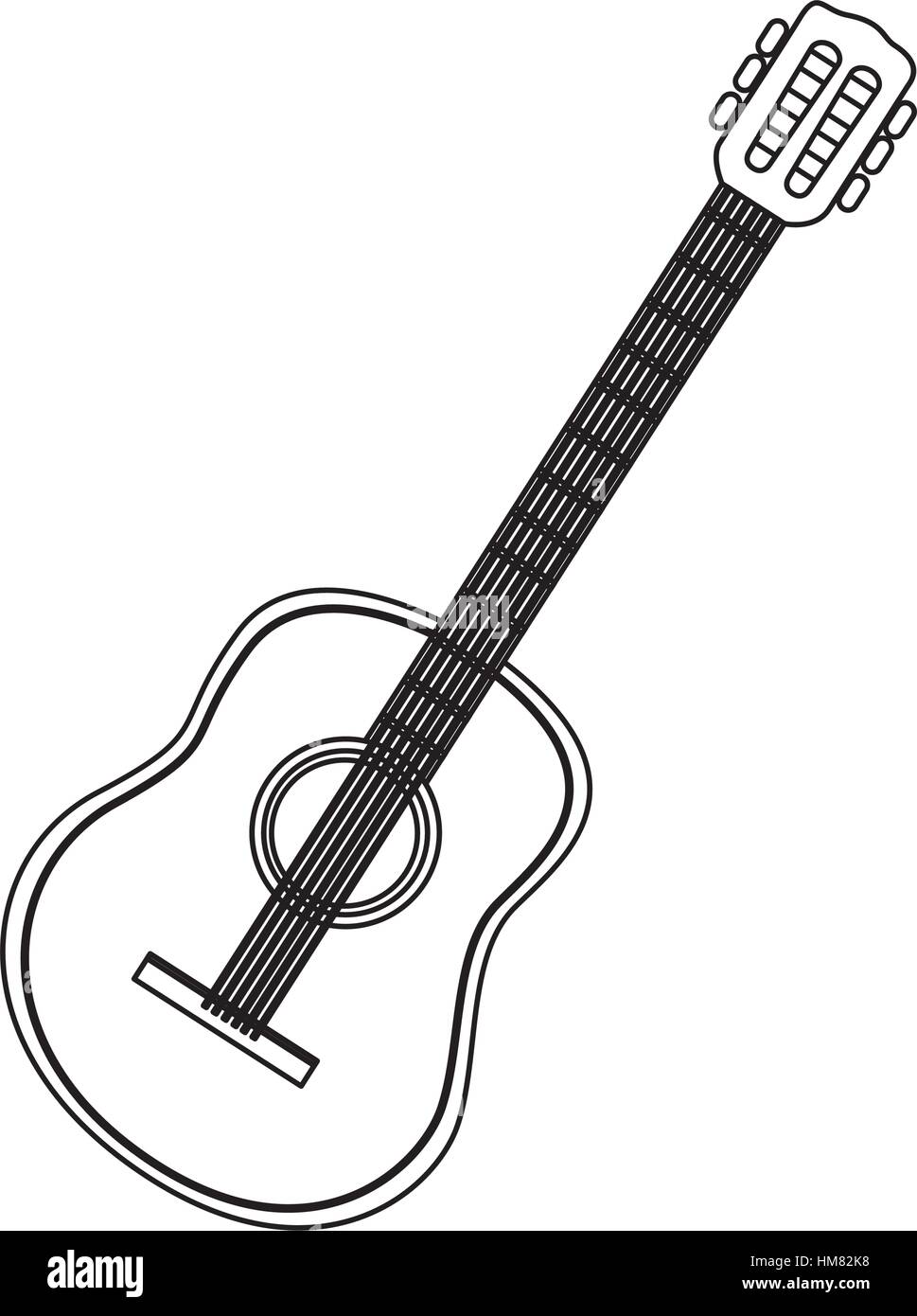 monochrome contour with acoustic guitar vector illustration Stock ...