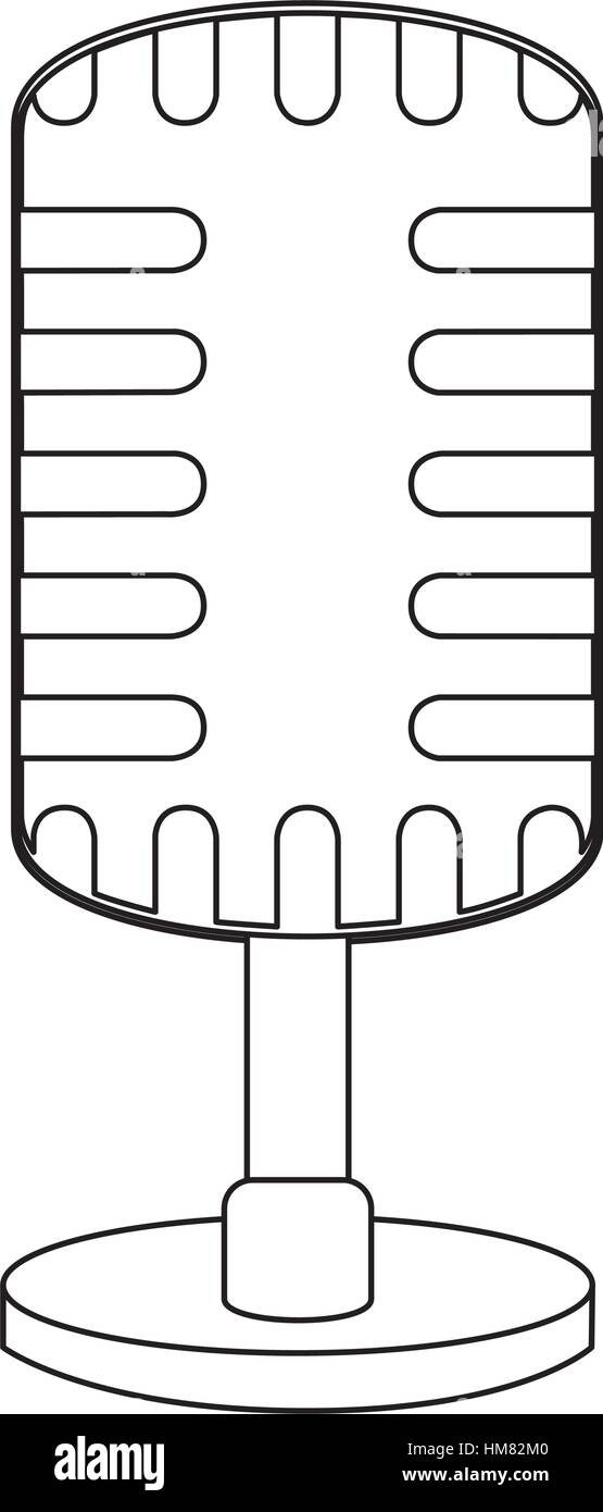 monochrome contour with condenser microphone vector illustration Stock ...