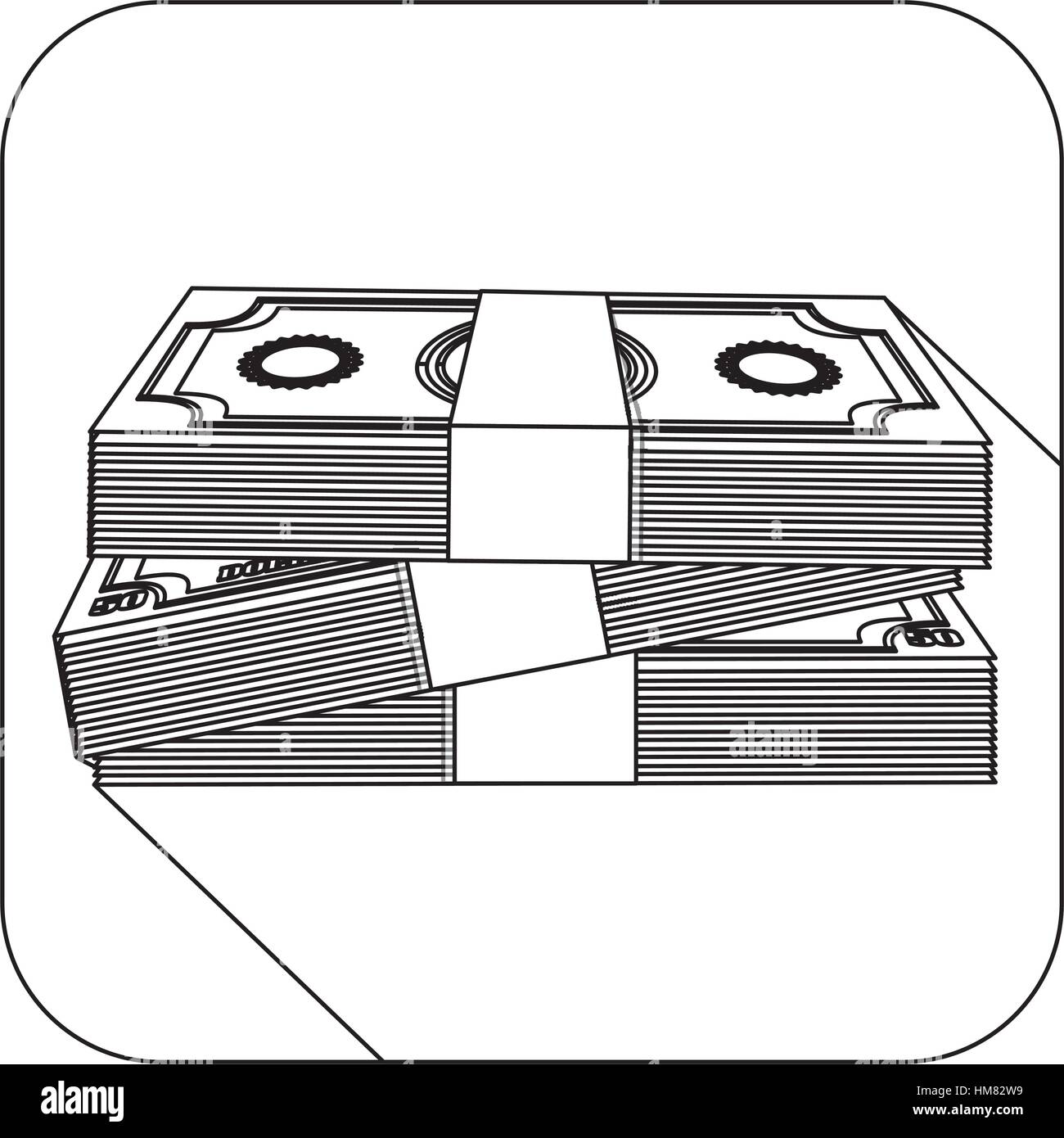 square shape with silhouette stacked banknote vector illustration Stock ...