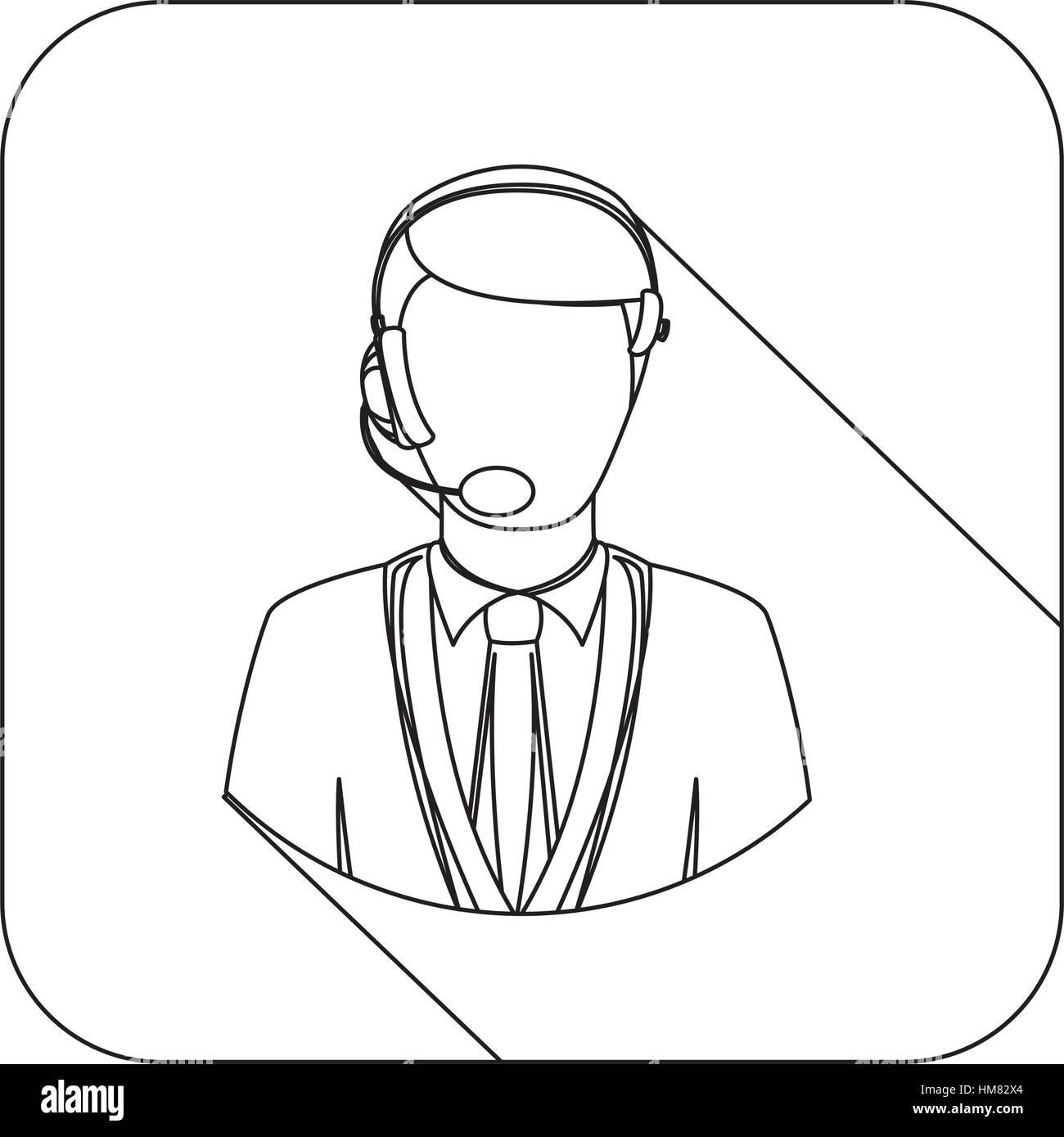 square shape with silhouette men operator with headphone vector ...