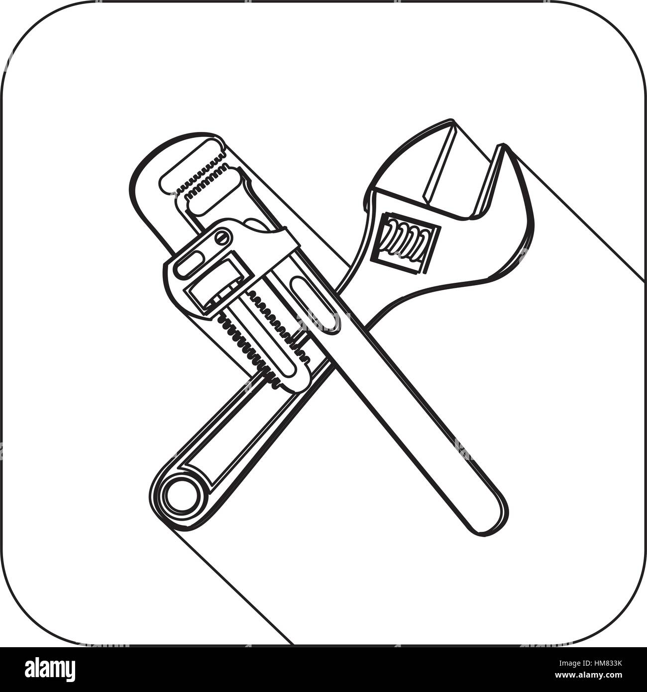 square shape with silhouette set wrench vector illustration Stock ...