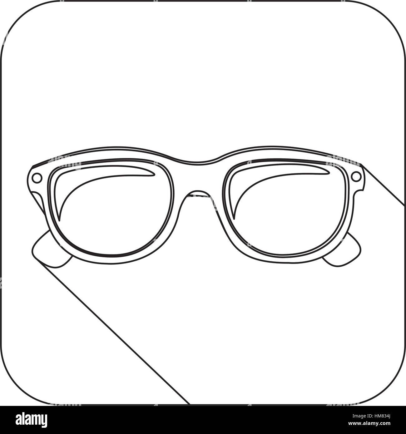 square shape with silhouette oval glasses lens vector illustration ...