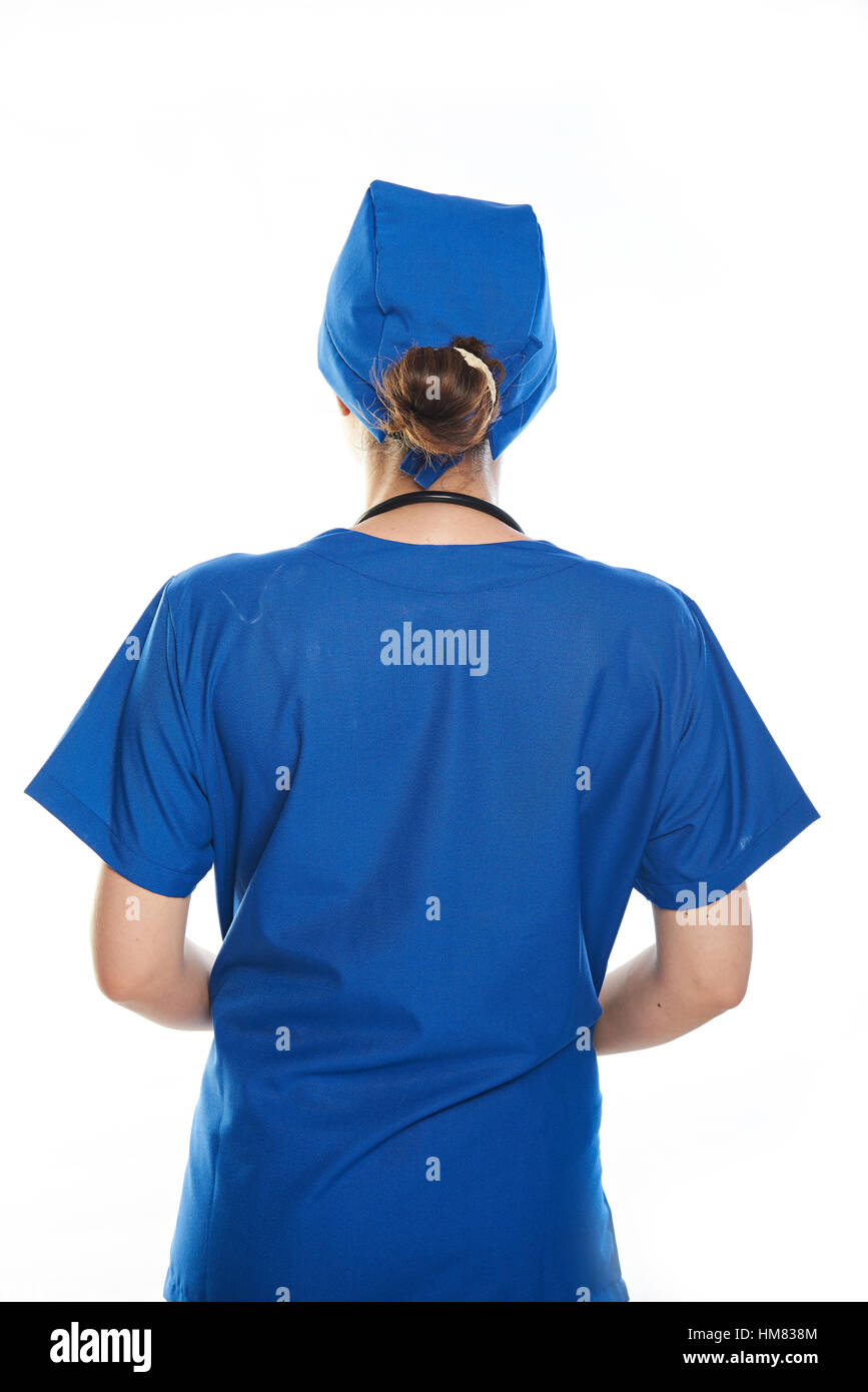 back of the woman doctor isolated on white background Stock Photo - Alamy