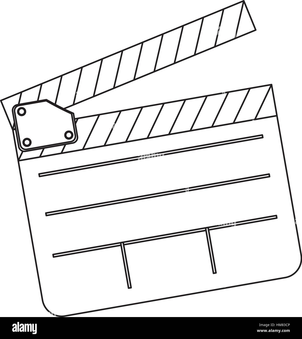 monochrome contour with clapperboard film vector illustration Stock ...