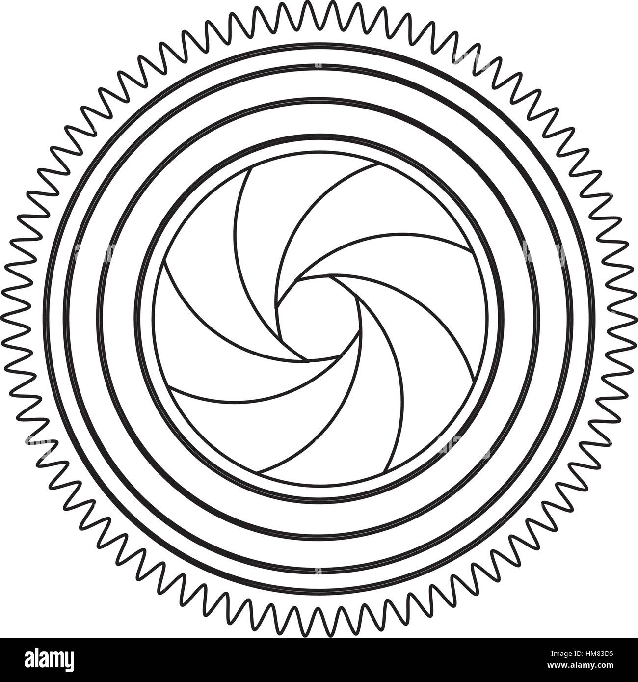 monochrome contour with camera shutter vector illustration Stock Vector ...