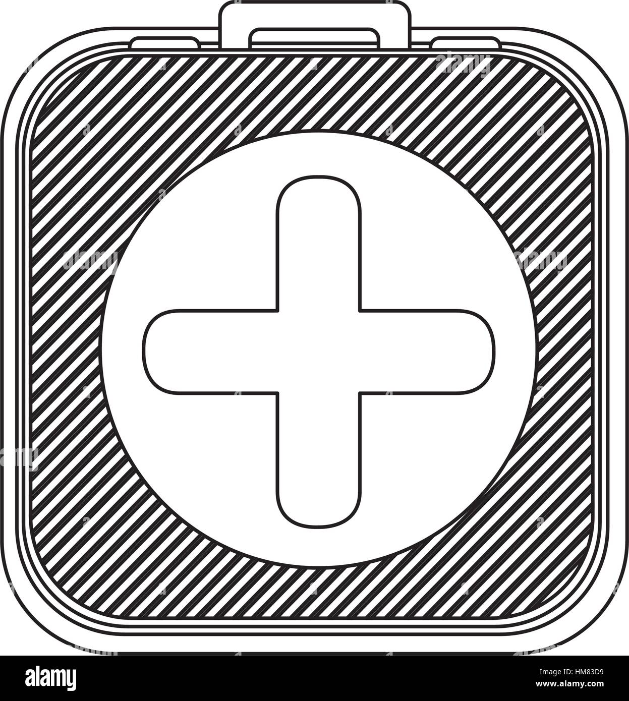 monochrome silhouette kit first aid in box icon vector illustration ...