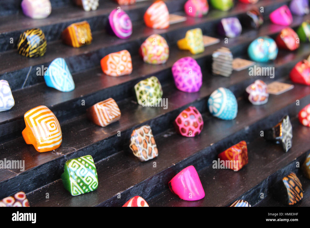 A stall with colored rings in a park near Angers (France Stock Photo ...