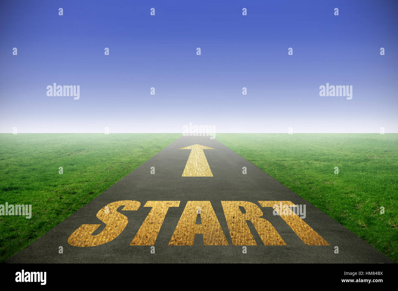 Golden start road Stock Photo - Alamy