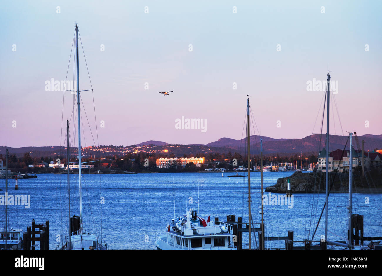 Harbour Air seaplane in flight. Victoria, BC, Canada Stock Photo - Alamy