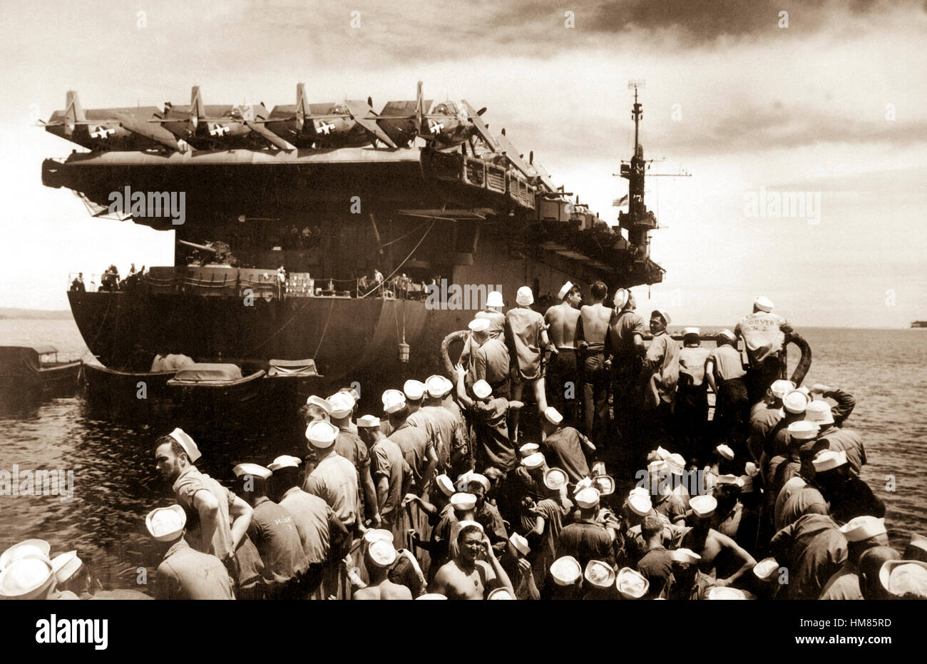 Liberty party. Liberty section personnel aboard LCM returning to USS ...