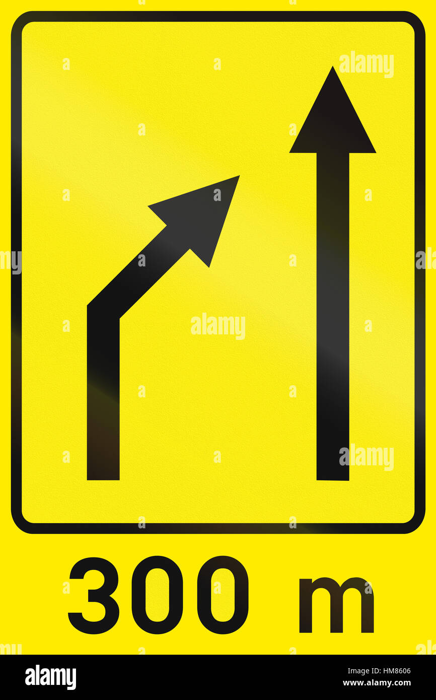 Slovenian road sign - Traffic lane management Stock Photo - Alamy