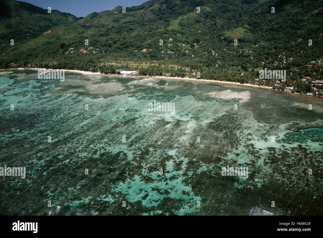 Coral reef, aerial view, Mahe Island, Seychelles Stock Photo - Alamy