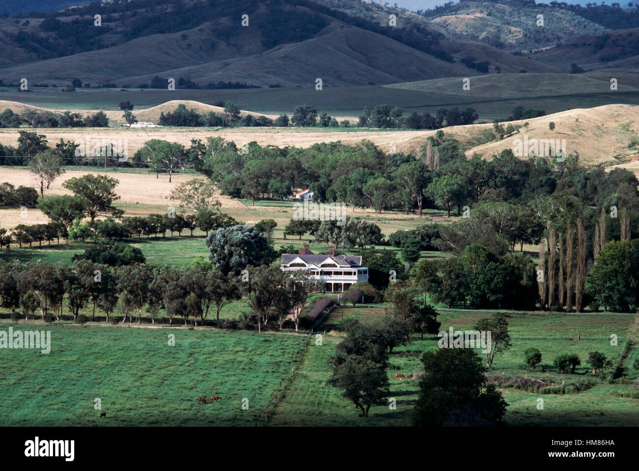 House among trees and cultivated fields, Beltress Scone, New South ...