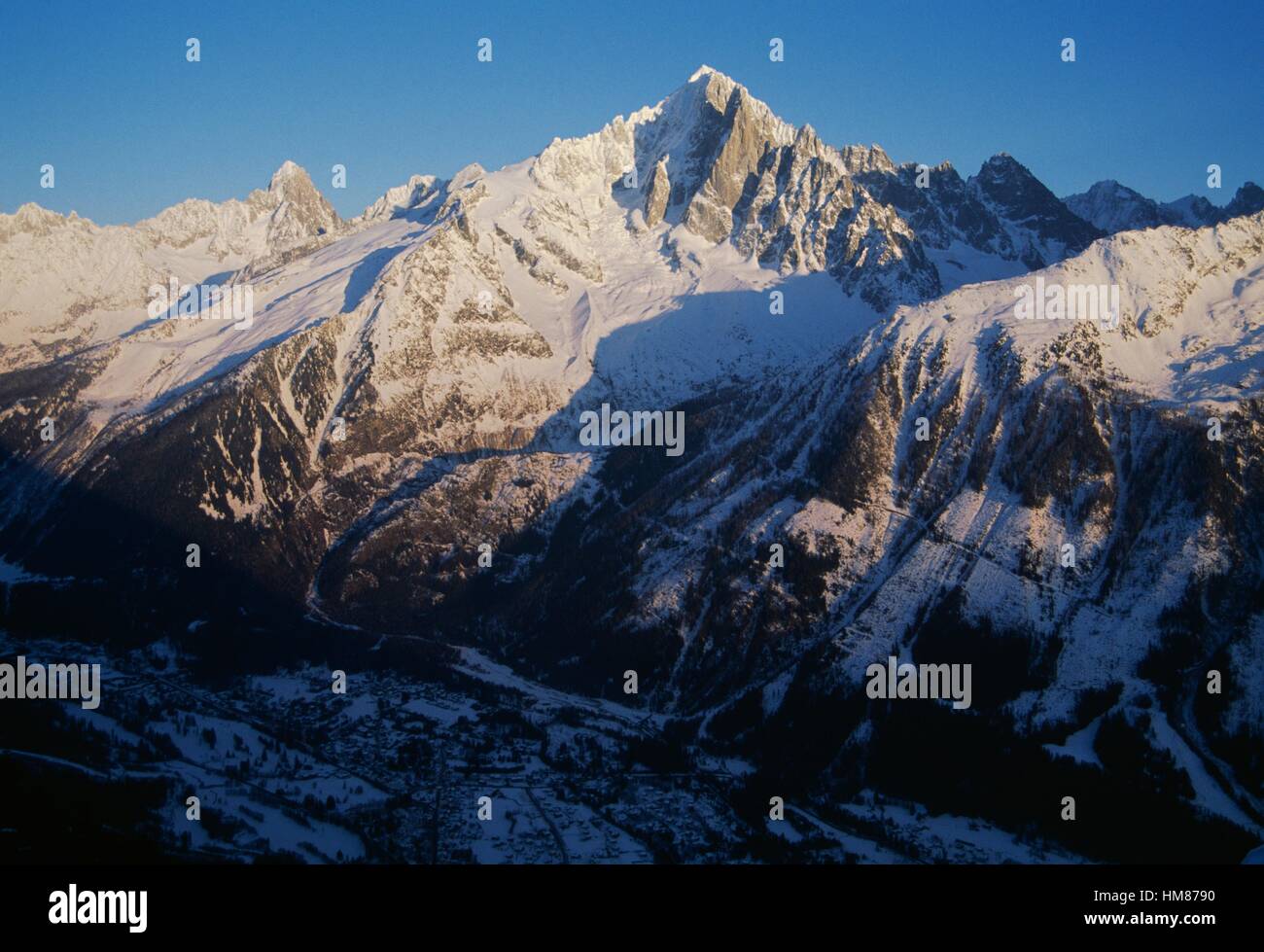 The Aiguille Verte (4121 m), in the Mont Blanc massif, Auvergne-Rhone ...