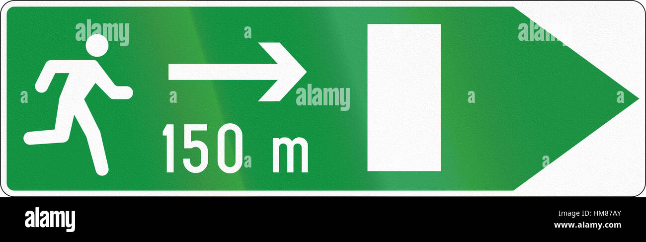 Slovenian road sign - Emergency escape to the right Stock Photo - Alamy