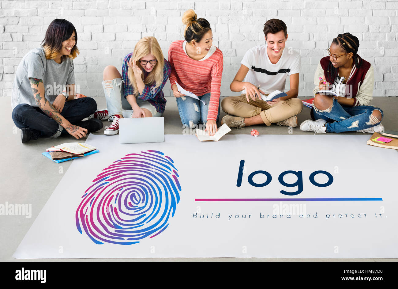 Design Logo Patent Fingerprint Concept Stock Photo - Alamy