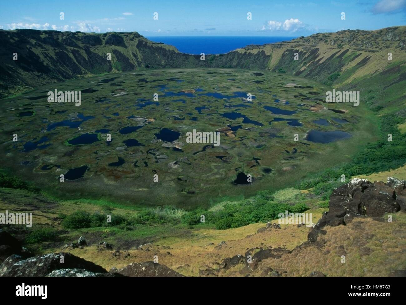 Crater of the Rano Kau volcano, Rapa Nui National Park (UNESCO World ...