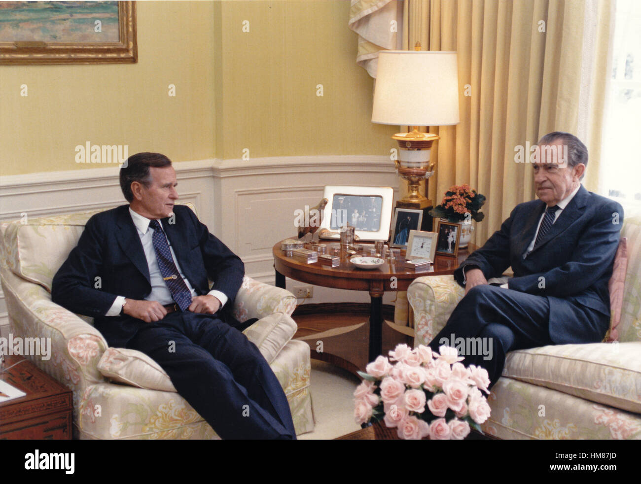 United States President George H.W. Bush meets with former U.S ...