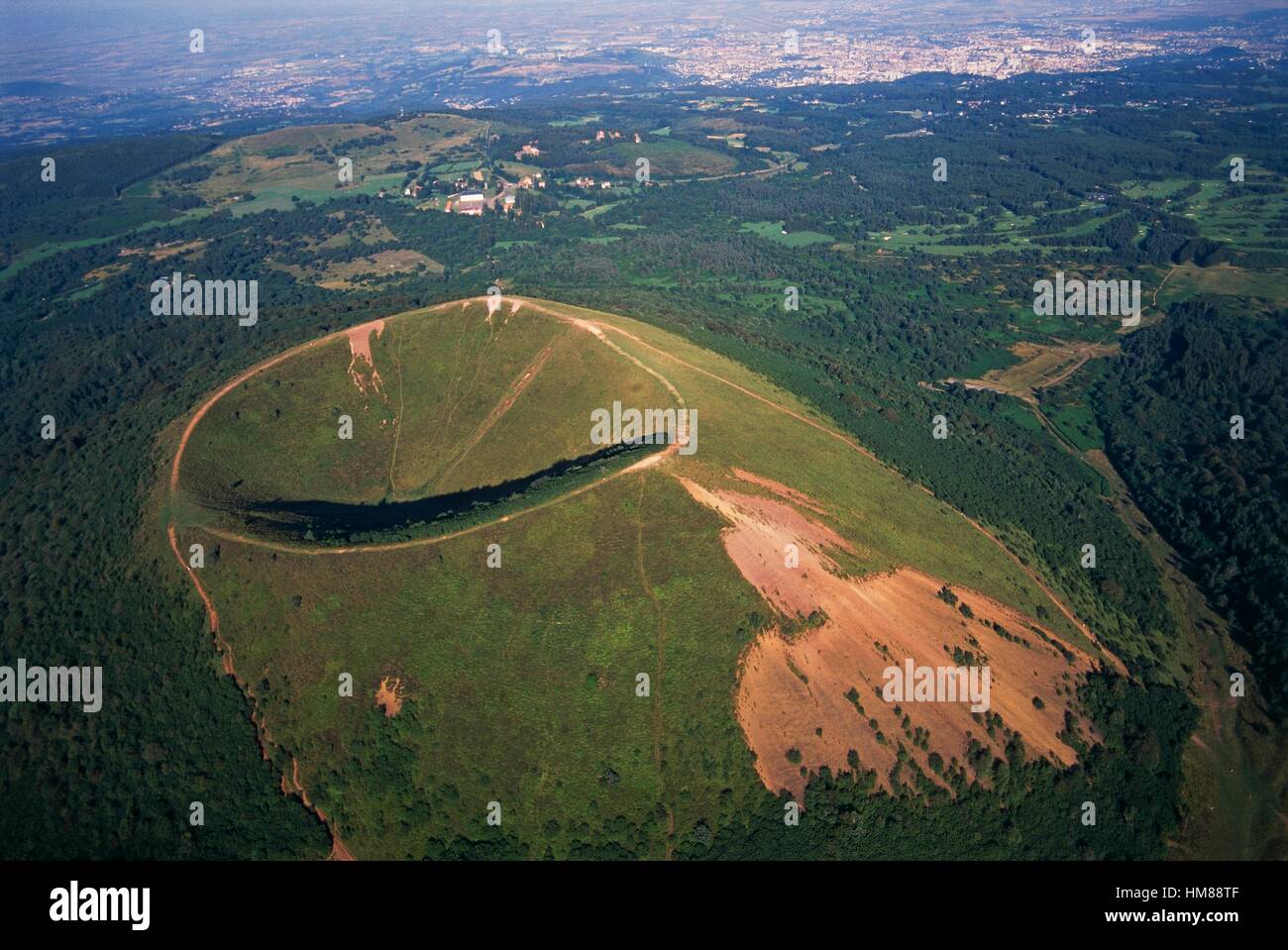 Puy-de-Pariou, volcanic mountain, aerial view, Puy-de-Dome, Auvergne ...