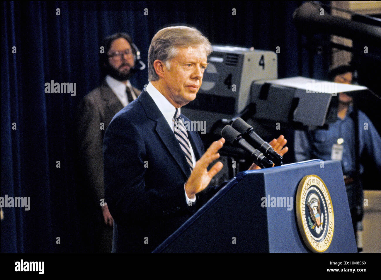 United States President Jimmy Carter holds a press conference at the ...