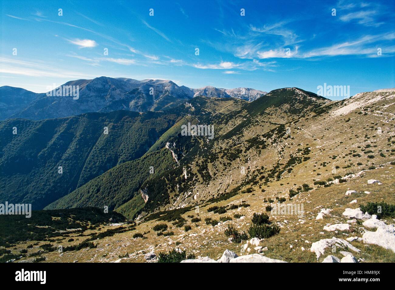 Landscape from the Blockhaus mountain hut, Maiella national park ...