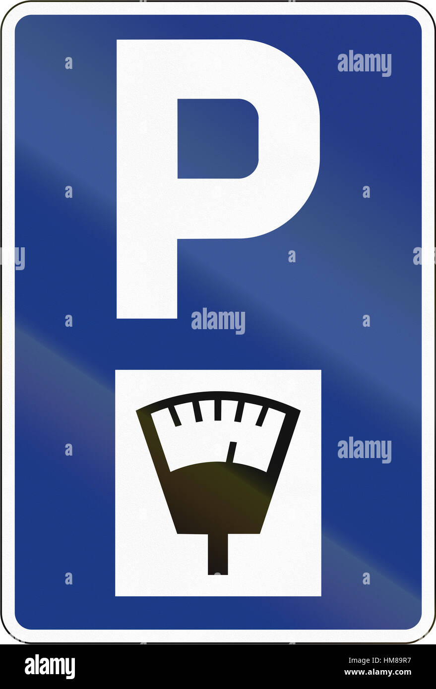 Slovenian road sign - Metered parking Stock Photo - Alamy