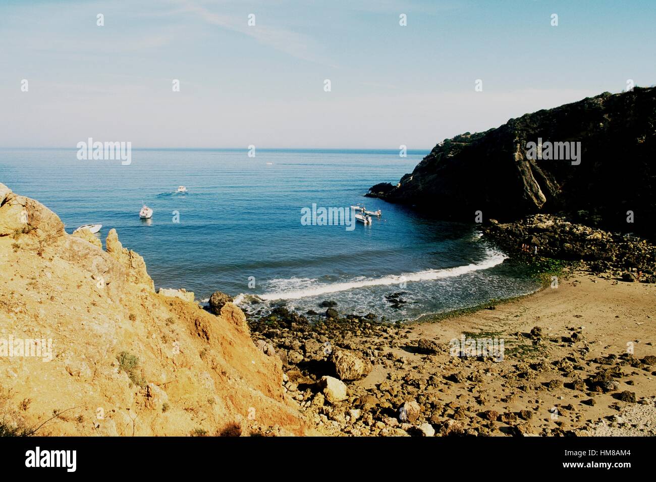The coast and Baleeira beach, Albufeira, Algarve, Portugal Stock Photo ...
