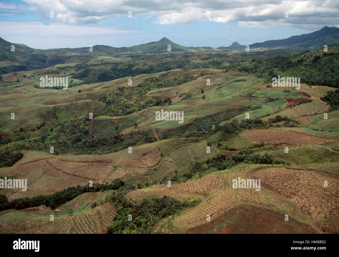 Agricultural landscape, aerial view, Mauritius Stock Photo - Alamy