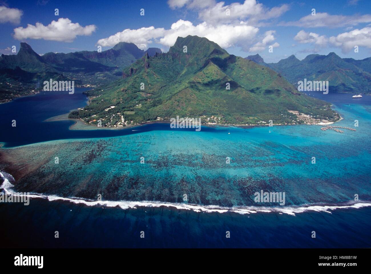 Mount Rotui (899 m), Mo'orea, aerial view, Society islands, French ...