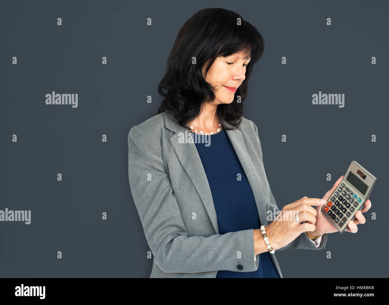 Adult Lady Use Calculator Count Concept Stock Photo - Alamy