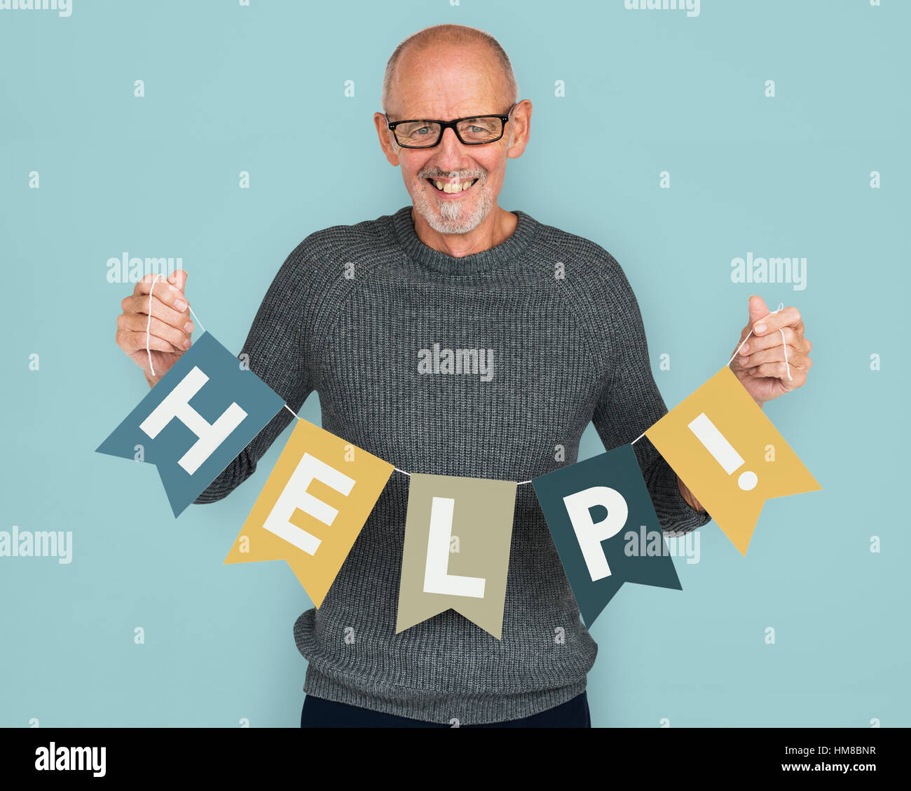 Senior Adult Pennant Bunting Help Charity Concept Stock Photo - Alamy