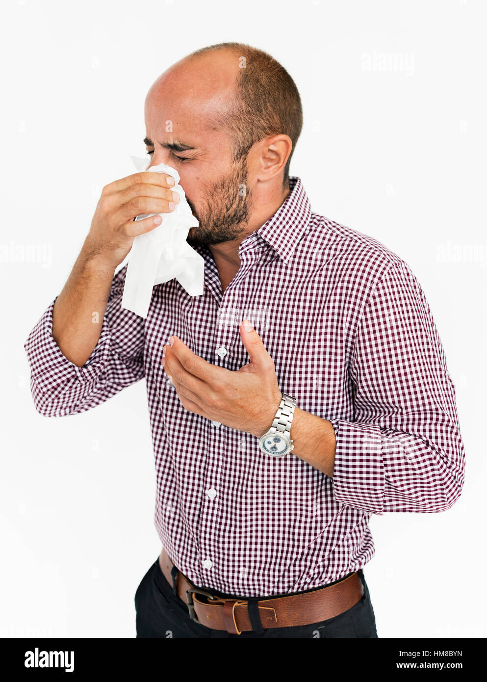 Man Sneeze Allergy Napkin Concept Stock Photo - Alamy