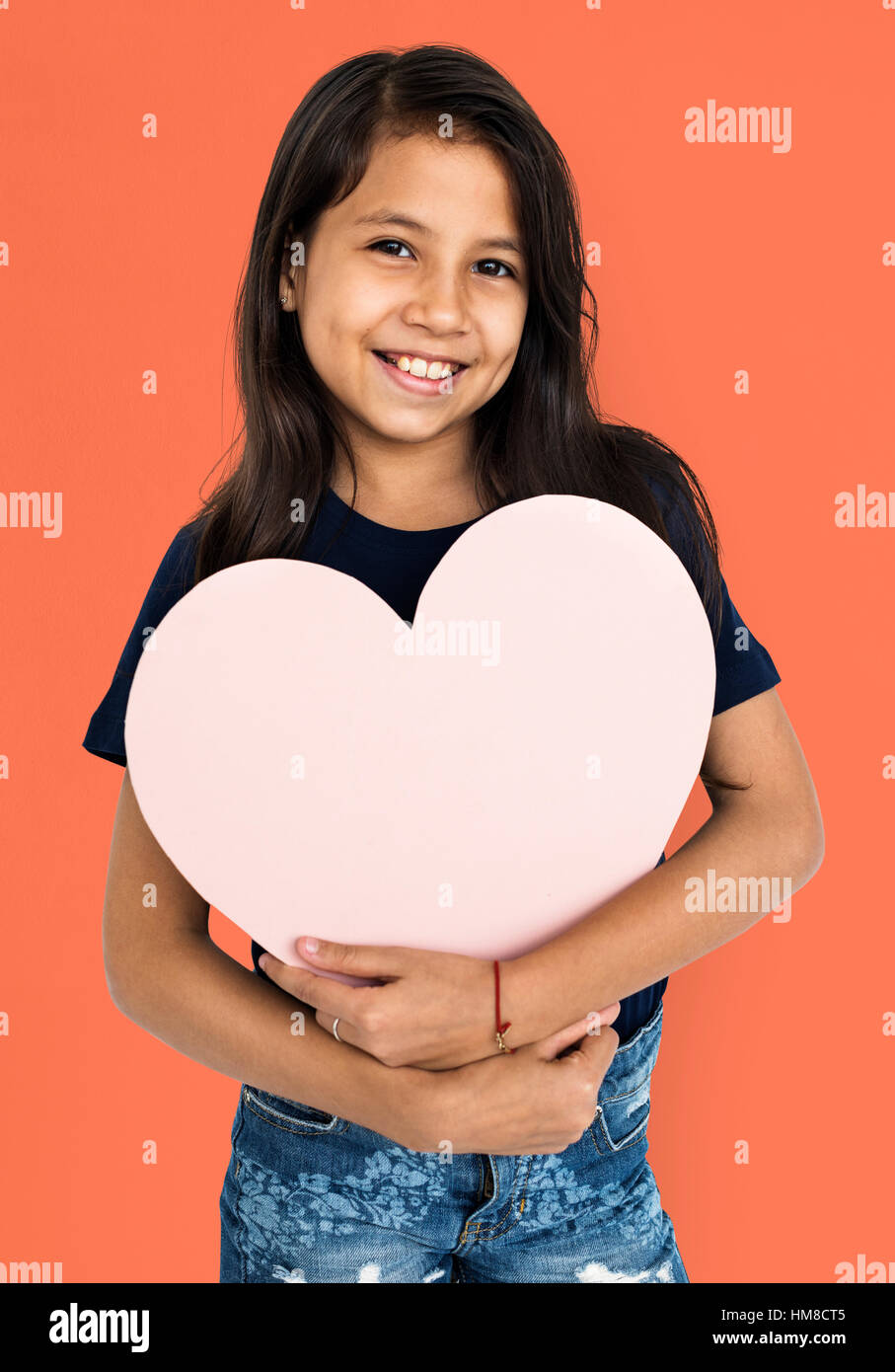 Little Girl Carrying Heart Concept Stock Photo - Alamy