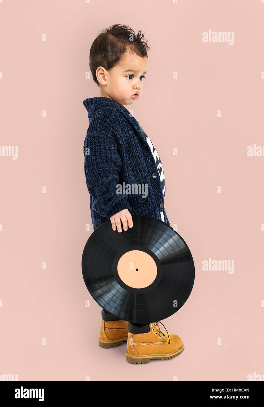 Kid Pose Standing Studio Concept Stock Photo - Alamy