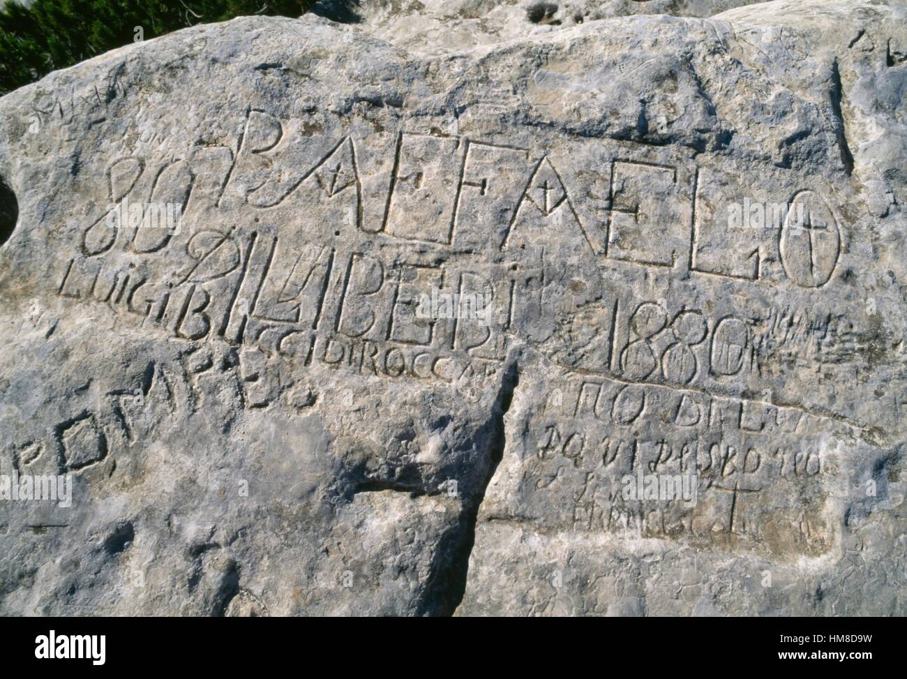 Inscriptions on stone, limestone slabs known as Tavola dei Briganti ...