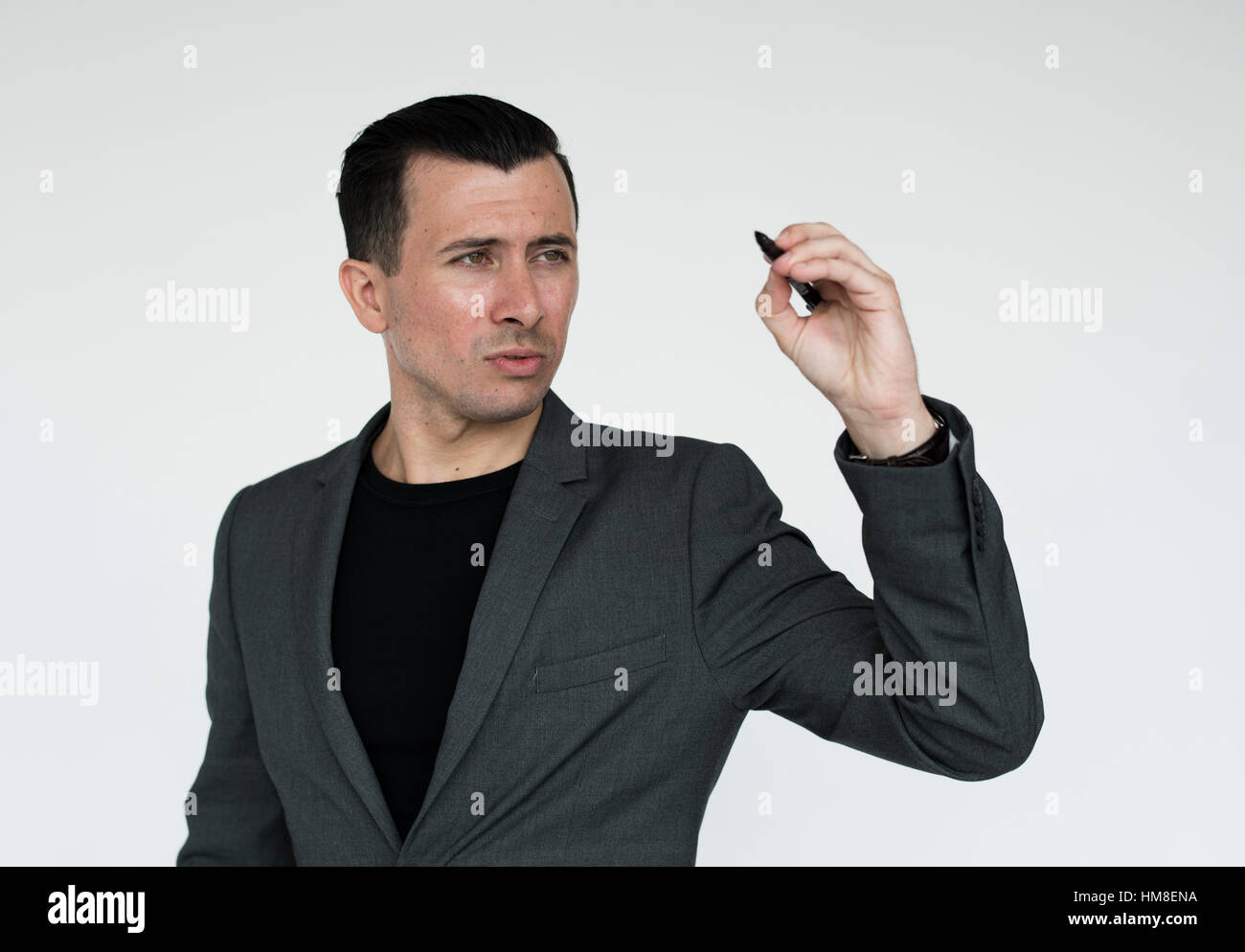 Businessman Writing Vision Strategy Concept Stock Photo - Alamy