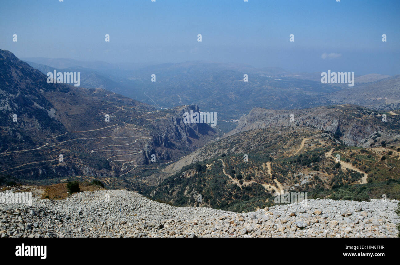 Landscape from Karfi (Karphi), Lasithi plateau, Crete, Greece Stock ...