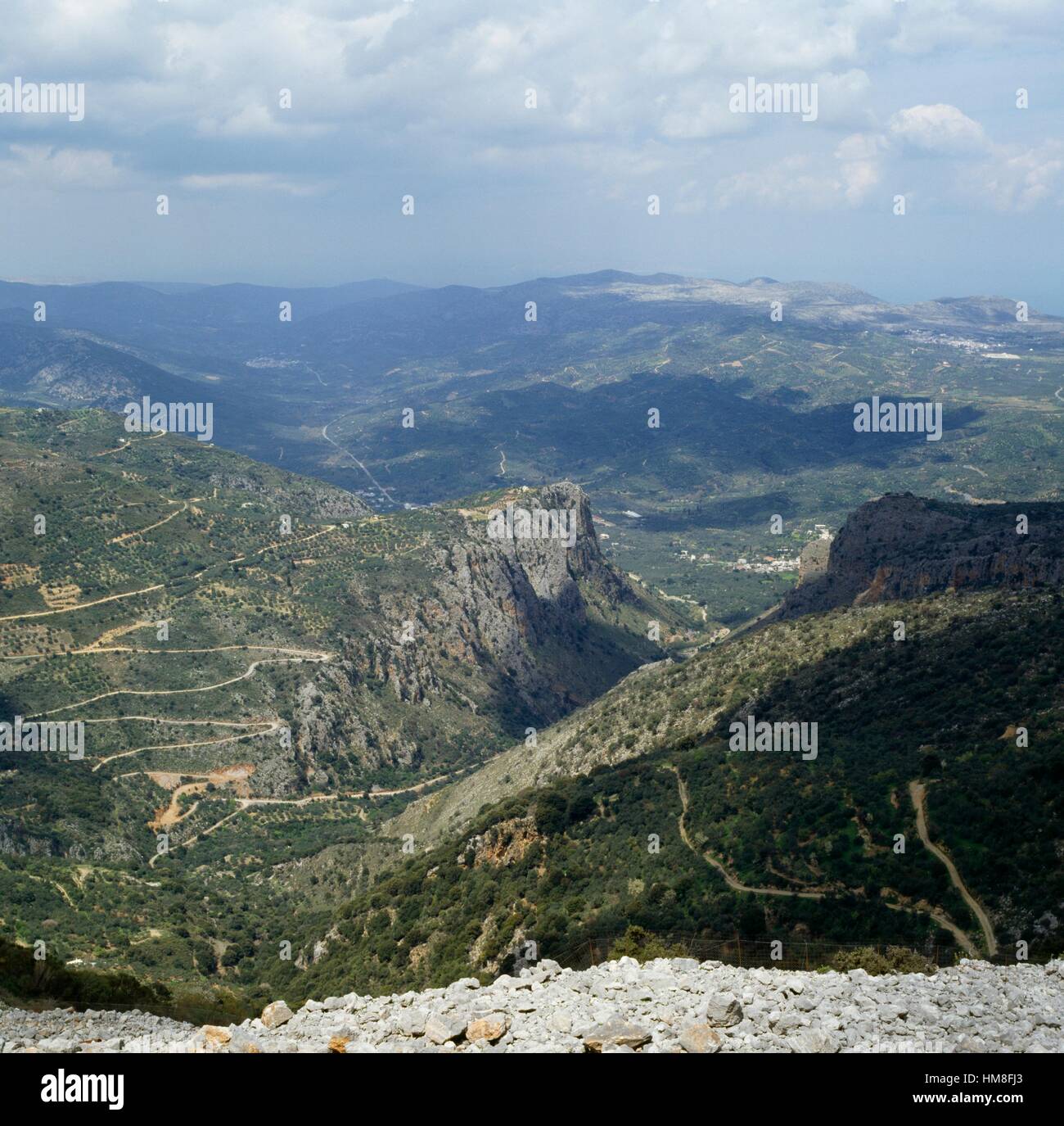 Landscape from Karfi (Karphi), Lasithi plateau, Crete, Greece Stock ...