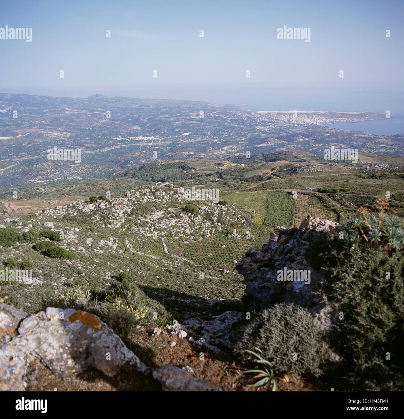 Landscape of the north coast from Prinias, Crete, Greece Stock Photo ...