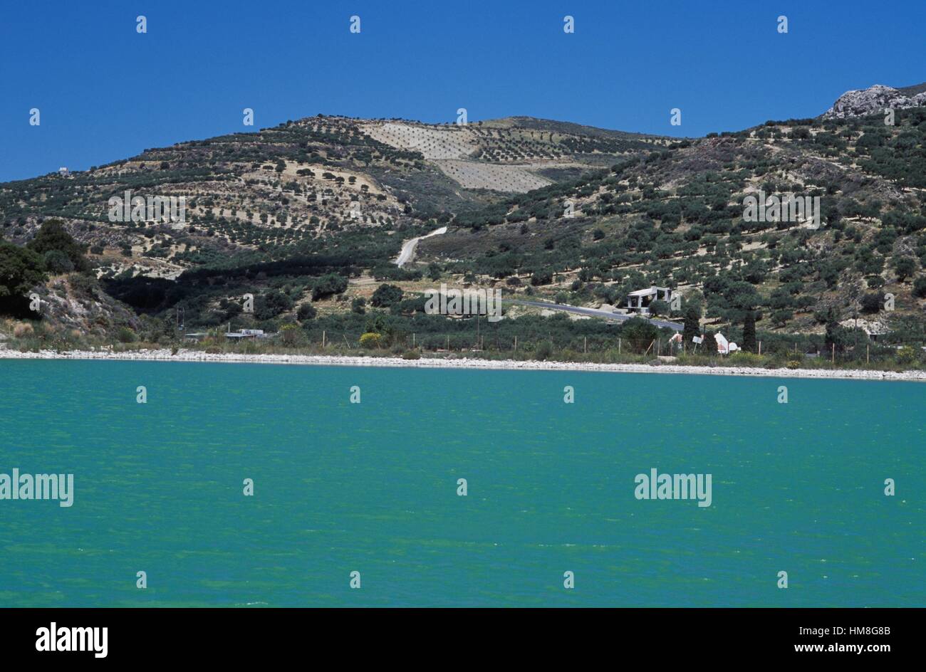 Olive groves and the coast, Messara Bay, Crete, Greece Stock Photo - Alamy