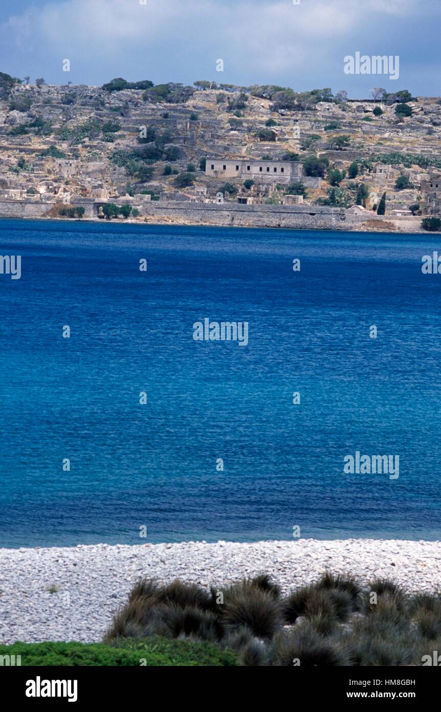 View of the island of Spinalonga, Elounda Gulf, Crete, Greece Stock ...