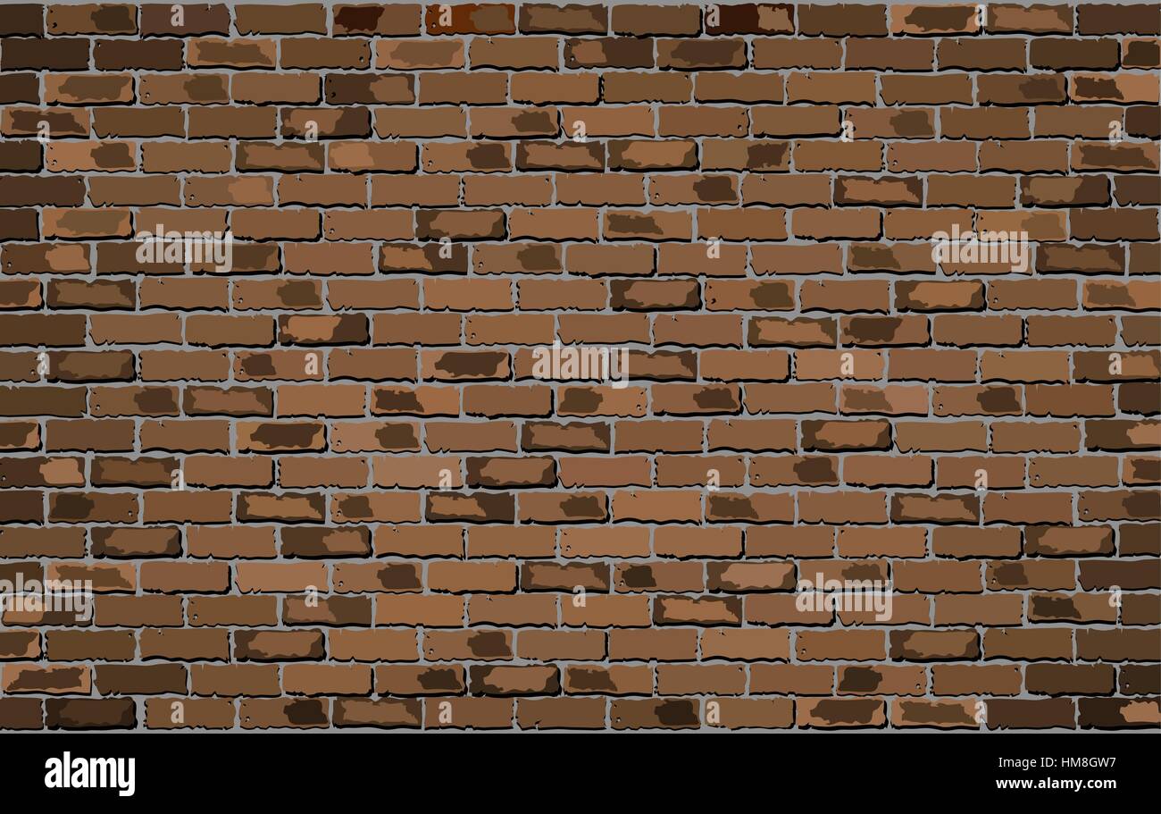 Brown brick wall - Illustration, Shades of brown brick wall vector ...