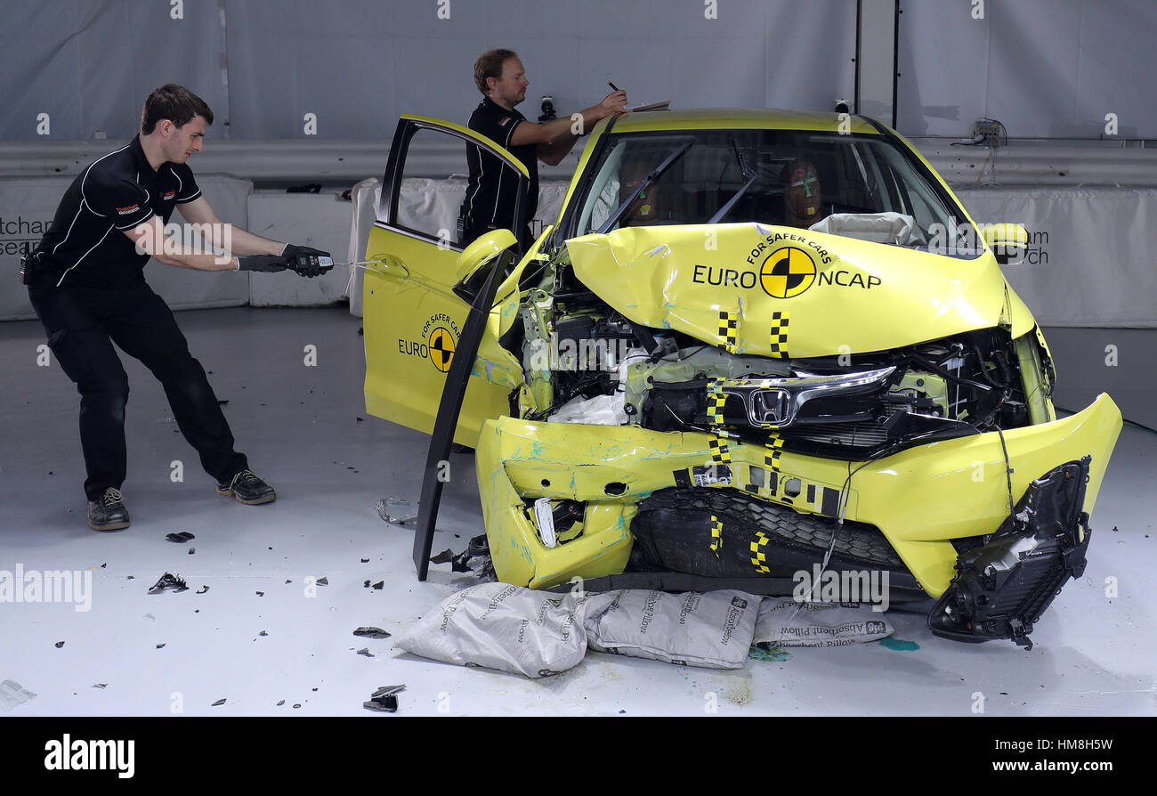 EMBARGOED TO 0001 THURSDAY FEBRUARY 2 Technicians test the door on a ...
