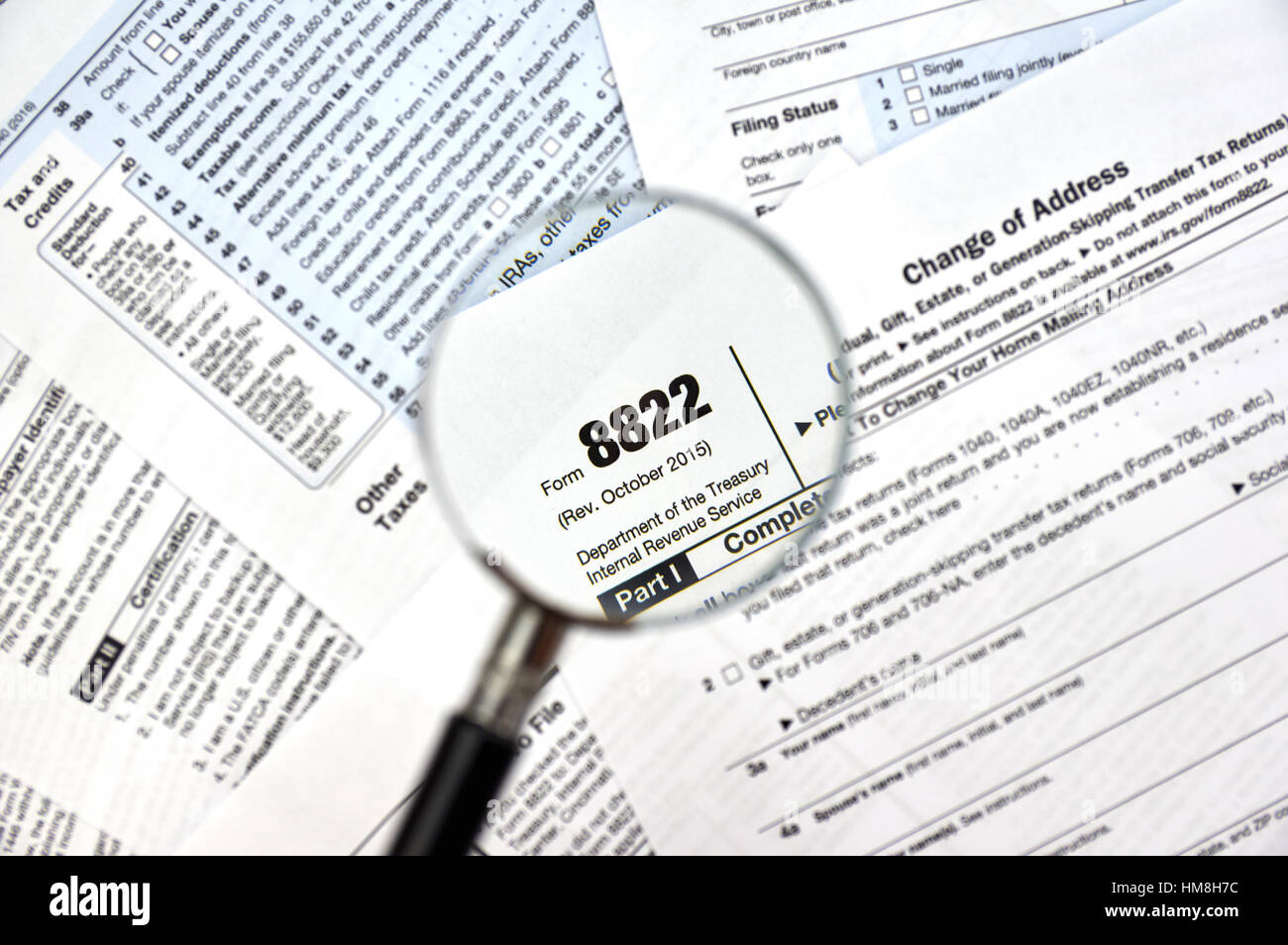 8822 change of address federal tax form Stock Photo - Alamy