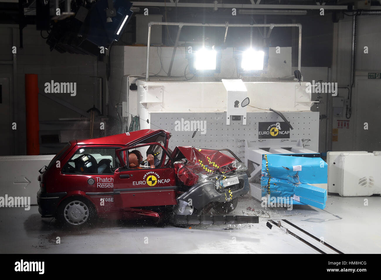 EMBARGOED TO 0001 THURSDAY FEBRUARY 2 A 1997 Rover 100 is crash tested ...
