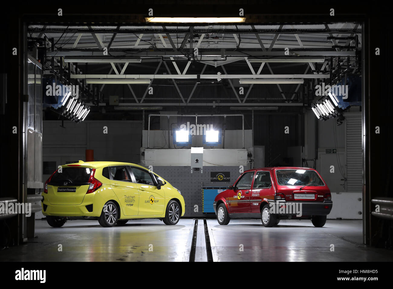 EMBARGOED TO 0001 THURSDAY FEBRUARY 2 A Honda Jazz (left) alongside a ...