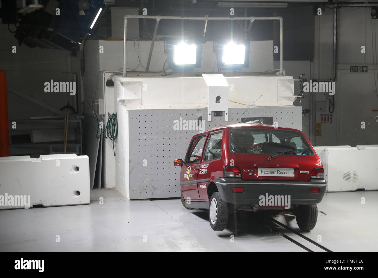 EMBARGOED TO 0001 THURSDAY FEBRUARY 2 A 1997 Rover 100 is crash tested ...