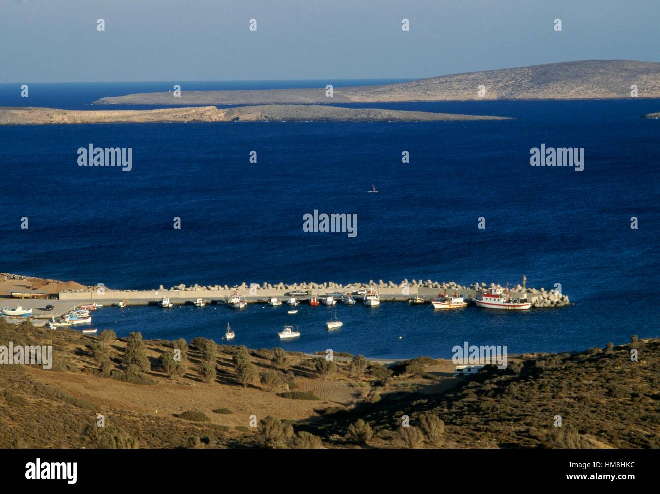 The dock near Kouremenos beach, Palekastro, Crete, Greece Stock Photo ...